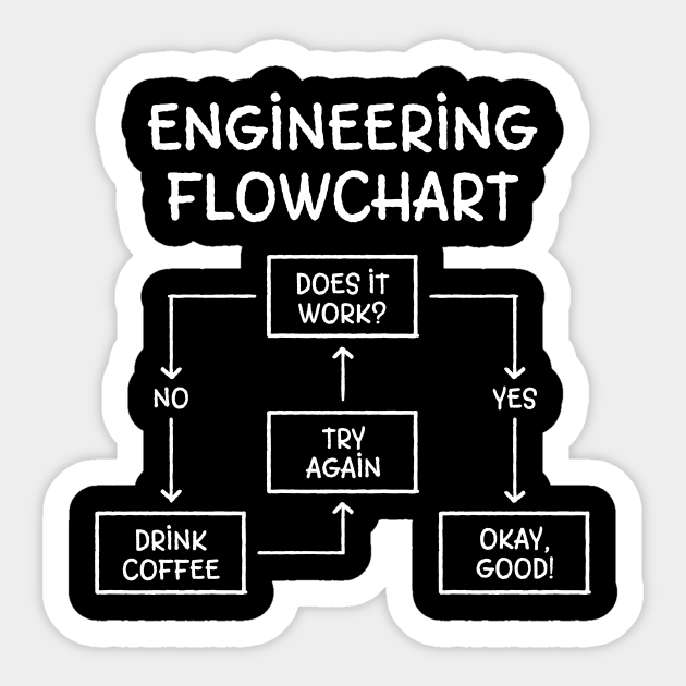 Funny Engineering Flowchart Engineering Sticker TeePublic